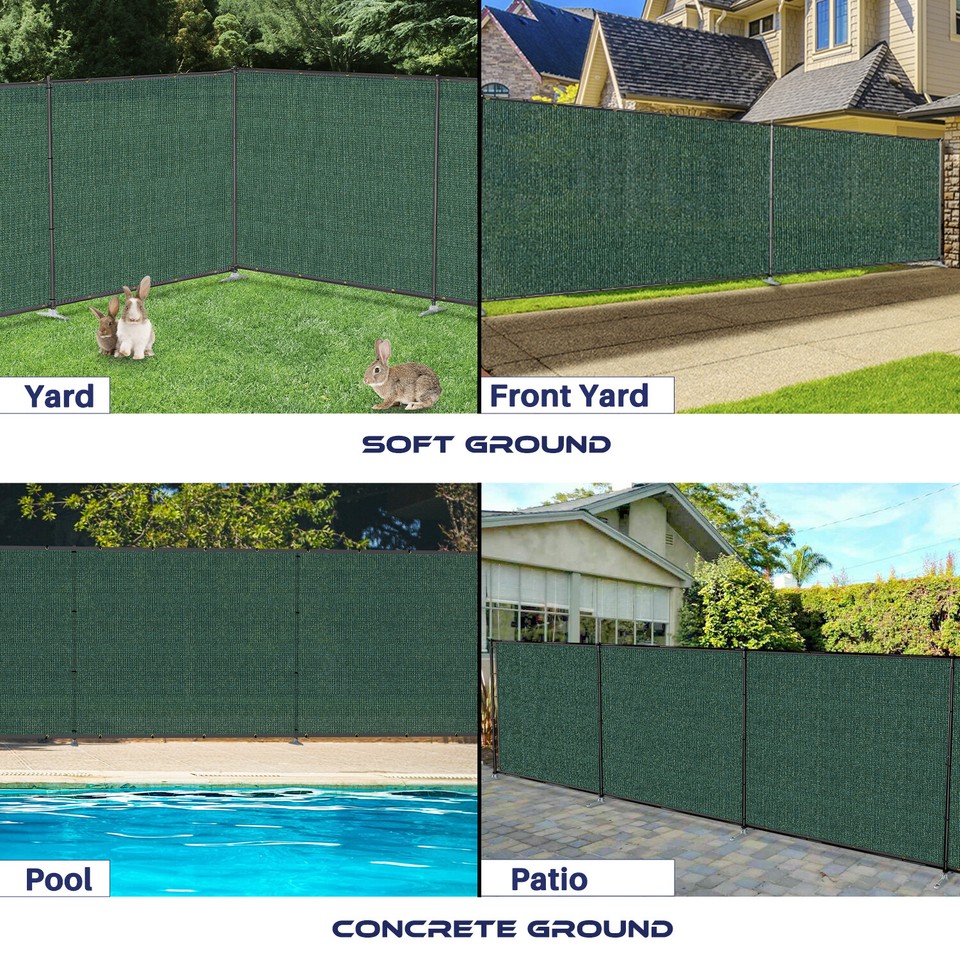 Outdoor 6FT Privacy Fence Screen Shade Cover Dog Yard with/ Iron Pole ...