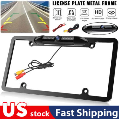US License Plate Metal Frame Rear View Backup Camera CMOS HD LED Night ...