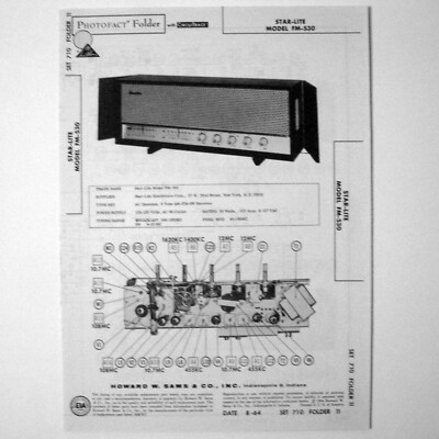 Star-Lite Model FM-530 AM FM SW Tube Radio Receiver - SAMS Photofact ...