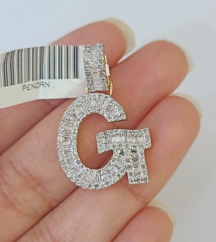10k Yellow Gold Diamond Letter "G" Initial Alphabet Charm Pendant Real ...