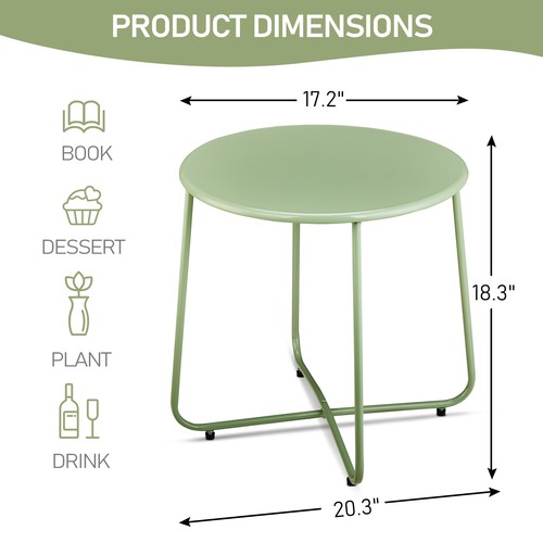 Waterproof Round Metal Side Table for Indoor Outdoor Garden Balcony ...
