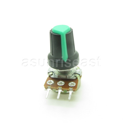 10 X 5K Ohm Linear Taper Potentiometer B5K Panel Pot + Green Black Knob ...