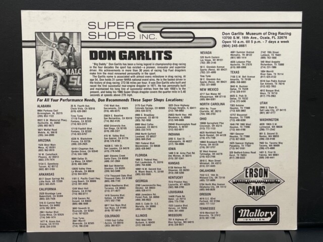 VRHTF NHRA VINTAGE BIG DADDY DON GARLITS SUPER SHOPS TOP FUEL DRAGSTER ...