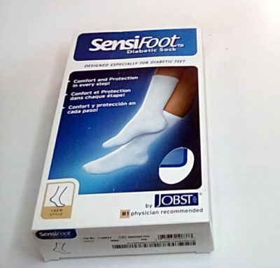 SensiFoot by Jobst 110837 Diabetic Sock Crew Closed Toe Medium White ...