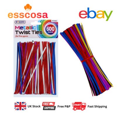 600 Metallic Twist Ties Pack Sandwich Food Freezer Sweet Cellophane Bag ...
