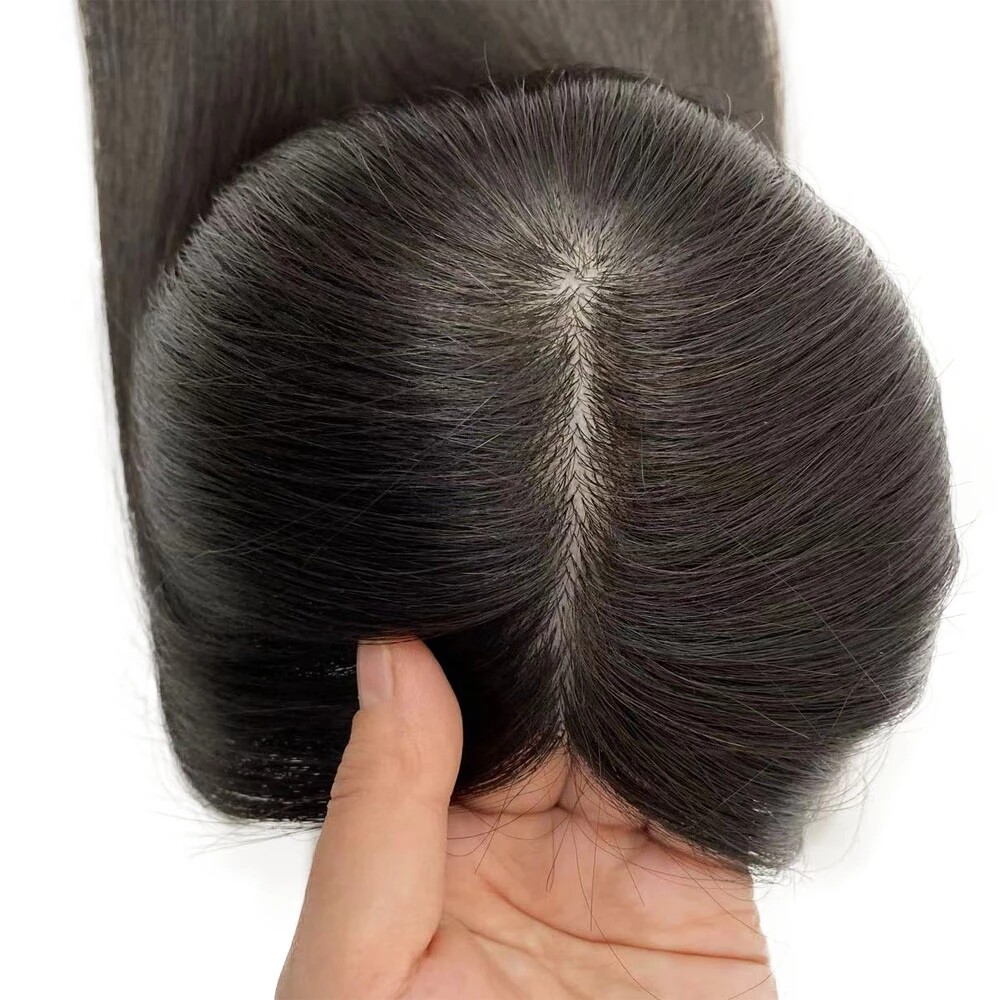 Women Topper With 2cm PU In Virgin European Human Hair Silk Top Toupee ...