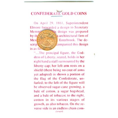 CIVIL WAR CSA CONFEDERATE STATES OF AMERICA $5. GOLD COIN RE STRIKE ...