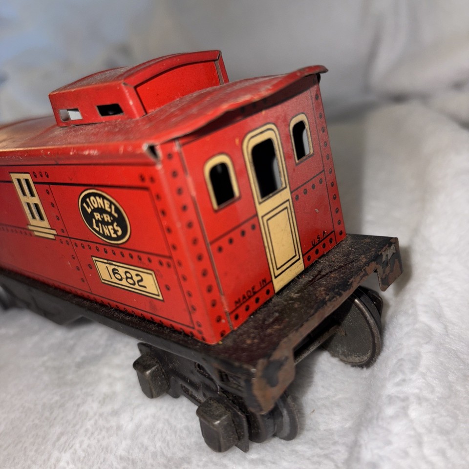 Vintage Lionel Lines 1682 Train Car Caboose O Scale Tin Pre War Red USA ...