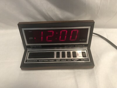 Vintage Spartus Digital Alarm Clock Model 1140 Faux Wood Red LED Tested ...