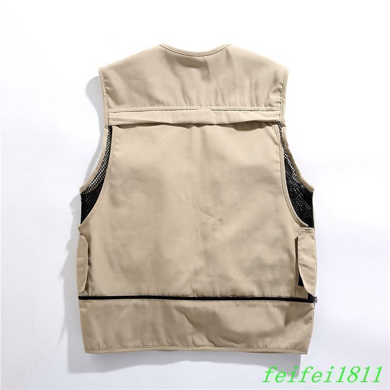 Retro Mens Sleeveless Jacket Cargo Multi-pocket Vests Outdoor Waistcoat ...