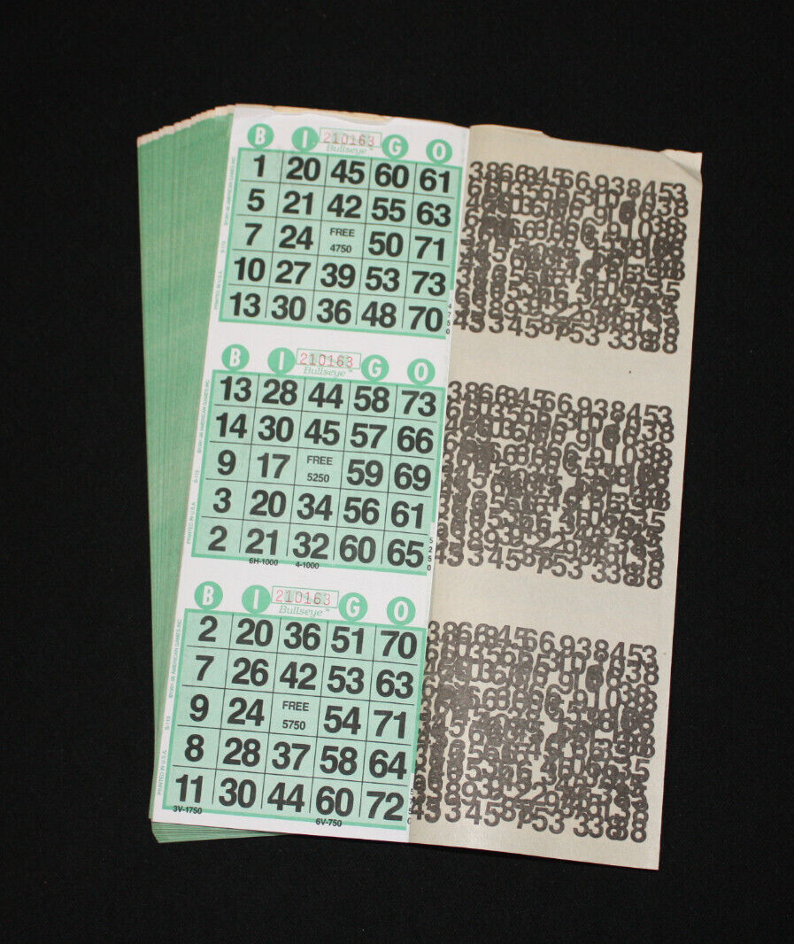 BINGO PAPER Cards Sheets 3 on 1 Green Bullseye - 50 pack | eBay