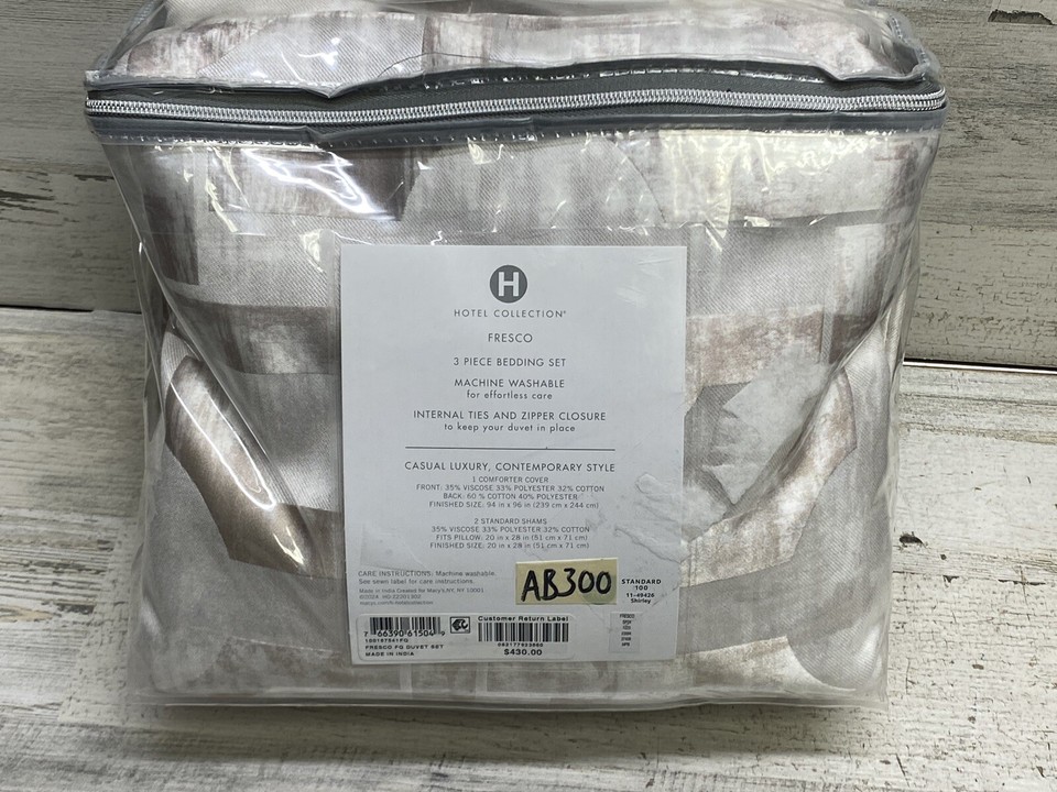 Hotel Collection Fresco Queen Duvet Cover & Sham Set Gold 3pc Set New ...
