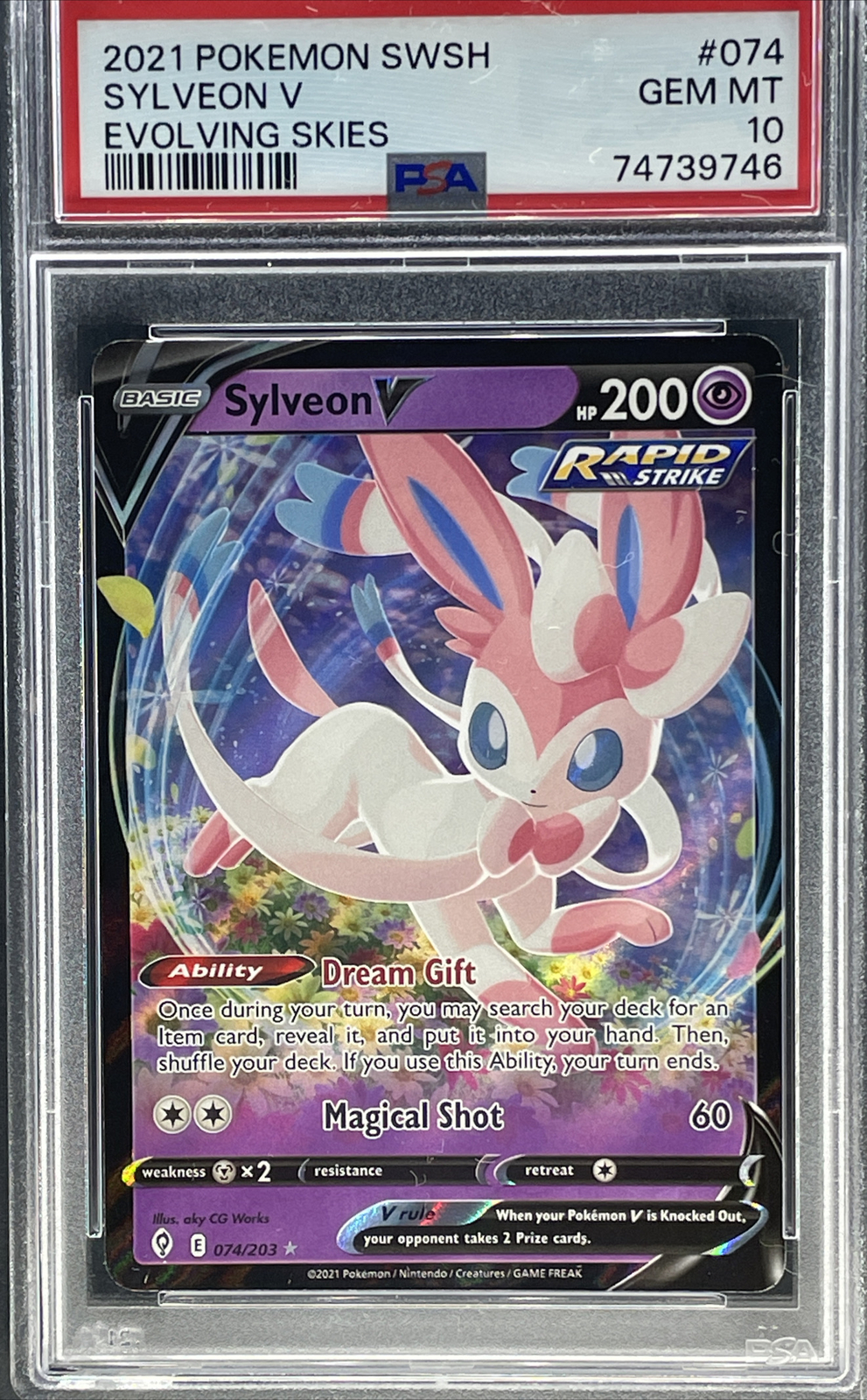 2021 Full Art Pokemon SWSH * SYLVEON V * Evolving Skies 074/203 💎 PSA ...