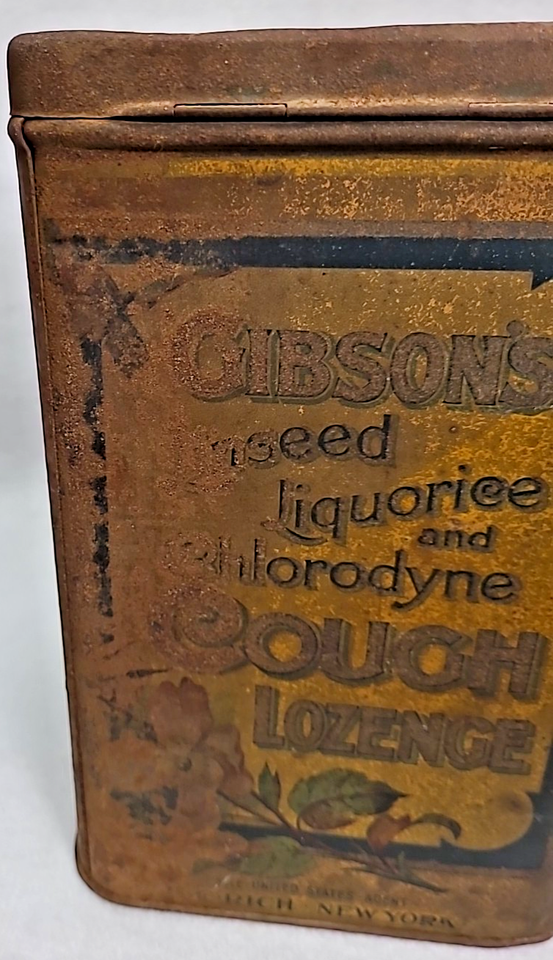 1900s Gibson's Linseed Liquorice & Chlorodyne Cough Lozenge Litho Tin ...