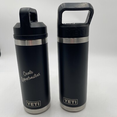 Lot Of 2 Yeti Rambler 18 OZ Bottle Black Chug Cap Sip Clean SEE PICS ...