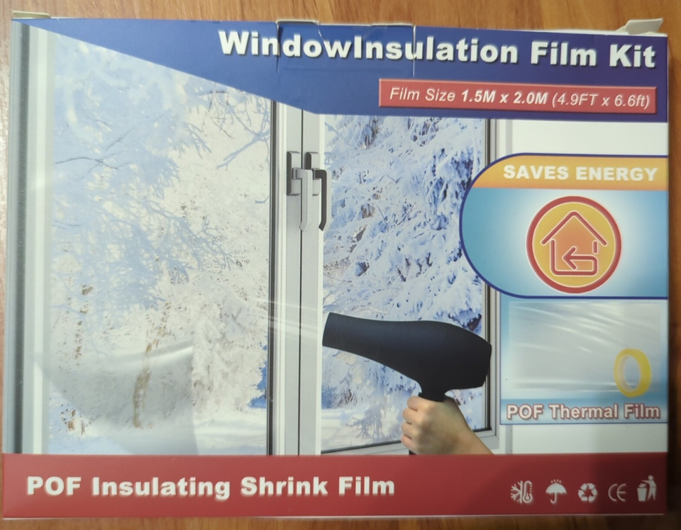 Window Screen - Draft Excluder / Insulation Kit, POF, 1.5m x 2m Shrink ...