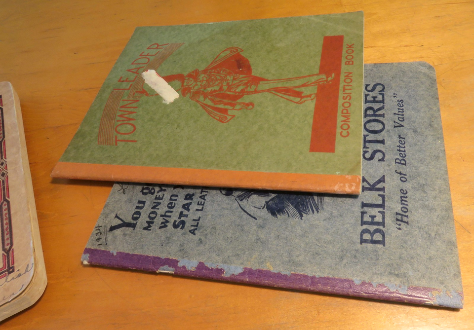 antique composition notebook lot 1920s 40s 200 Page Belk Stores Town ...