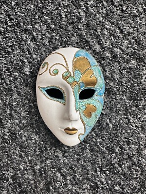 Blue Glitter ceramic wall mask face art deco vintage | eBay UK