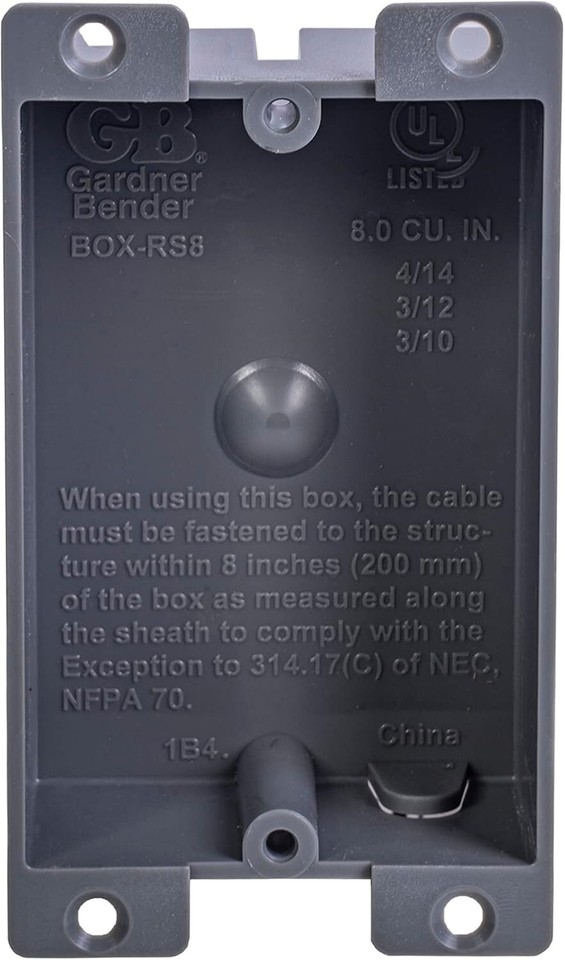 1-Gang 8 Cubic Inch Flanged Shallow PVC Old Work Standard Switch/Outlet ...