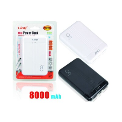 x Mini Power Bank LinQ TT8803 8000mAh Doppia USB Cavo 3 in 1 Display ...