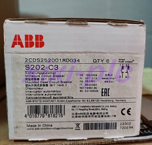 1pcs NEW ABB S202-C3 Miniature circuit breaker DHL shipping | eBay