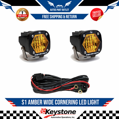 New S1 Amber Wide Cornering LED Light w/Mounting Bracket Pair | eBay