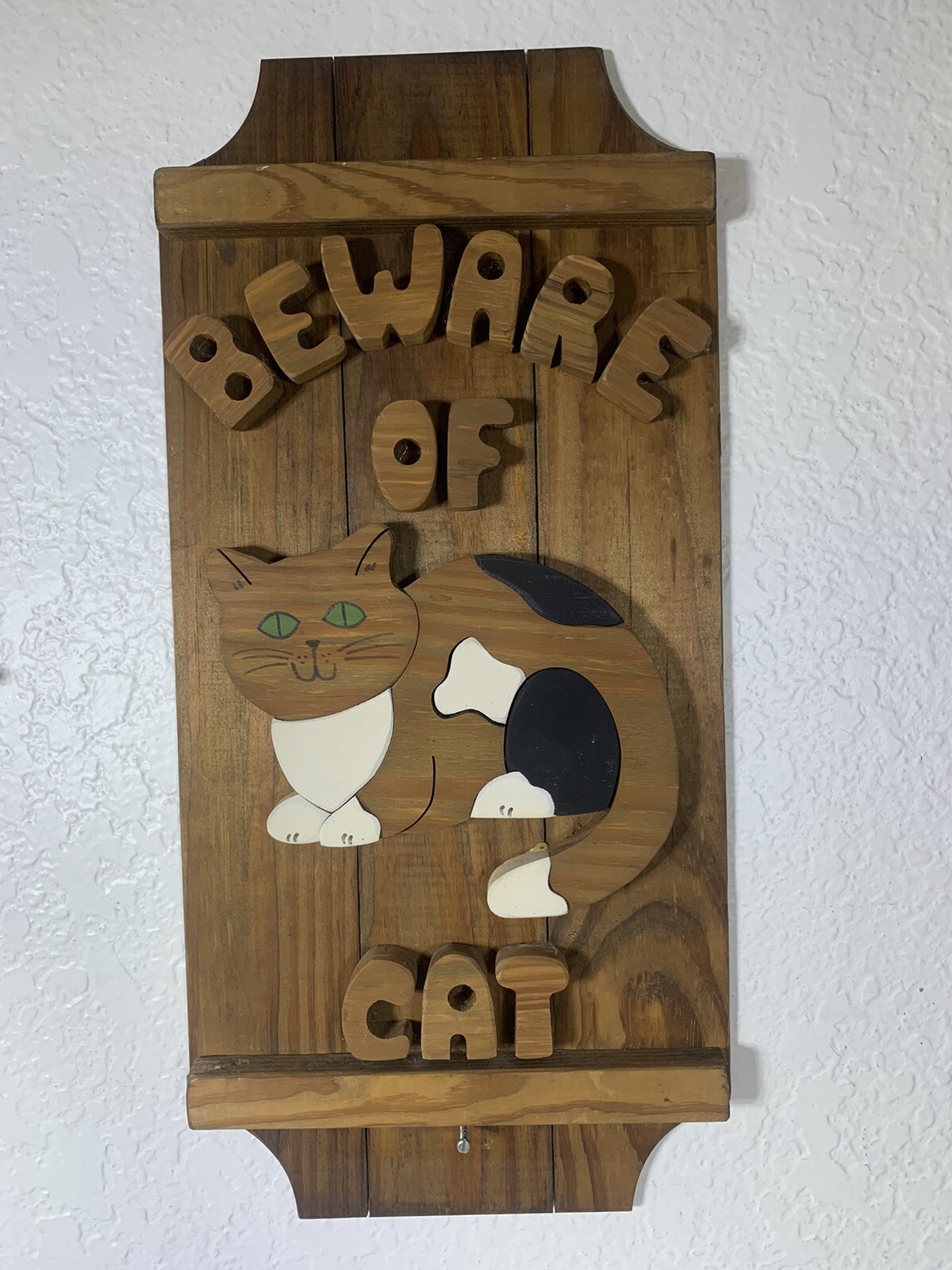 Wooden Beware Of Cat Handmade Rustic Sign Classic Wall Plaque 22”x10.5 ...