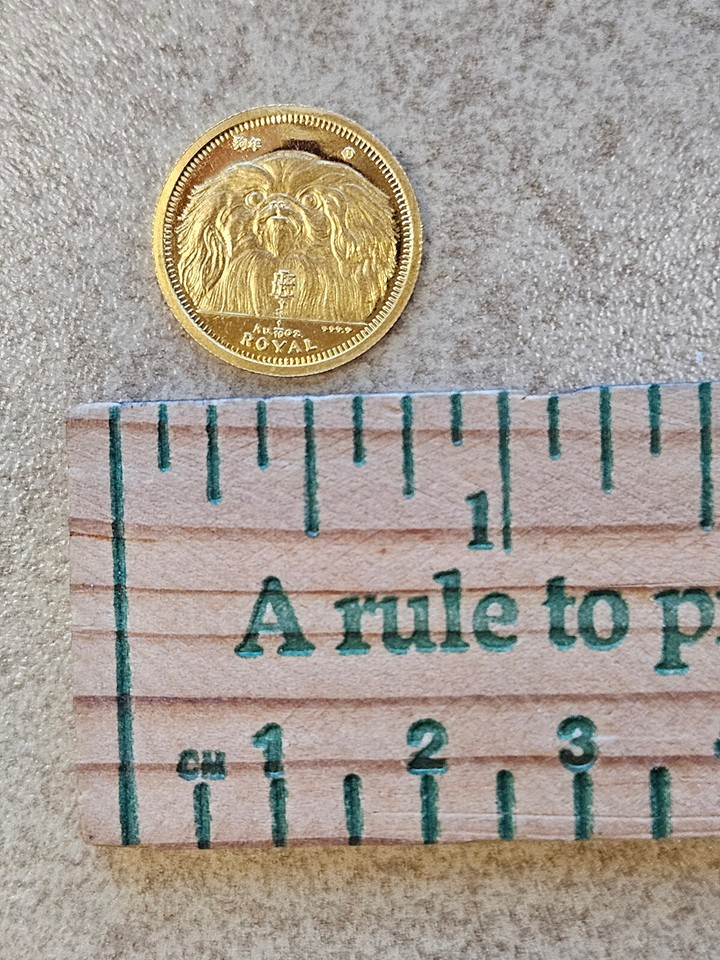 1994 Gibraltar Pekingese Dog 1/10 oz Fine Gold Coin perfect for the ...