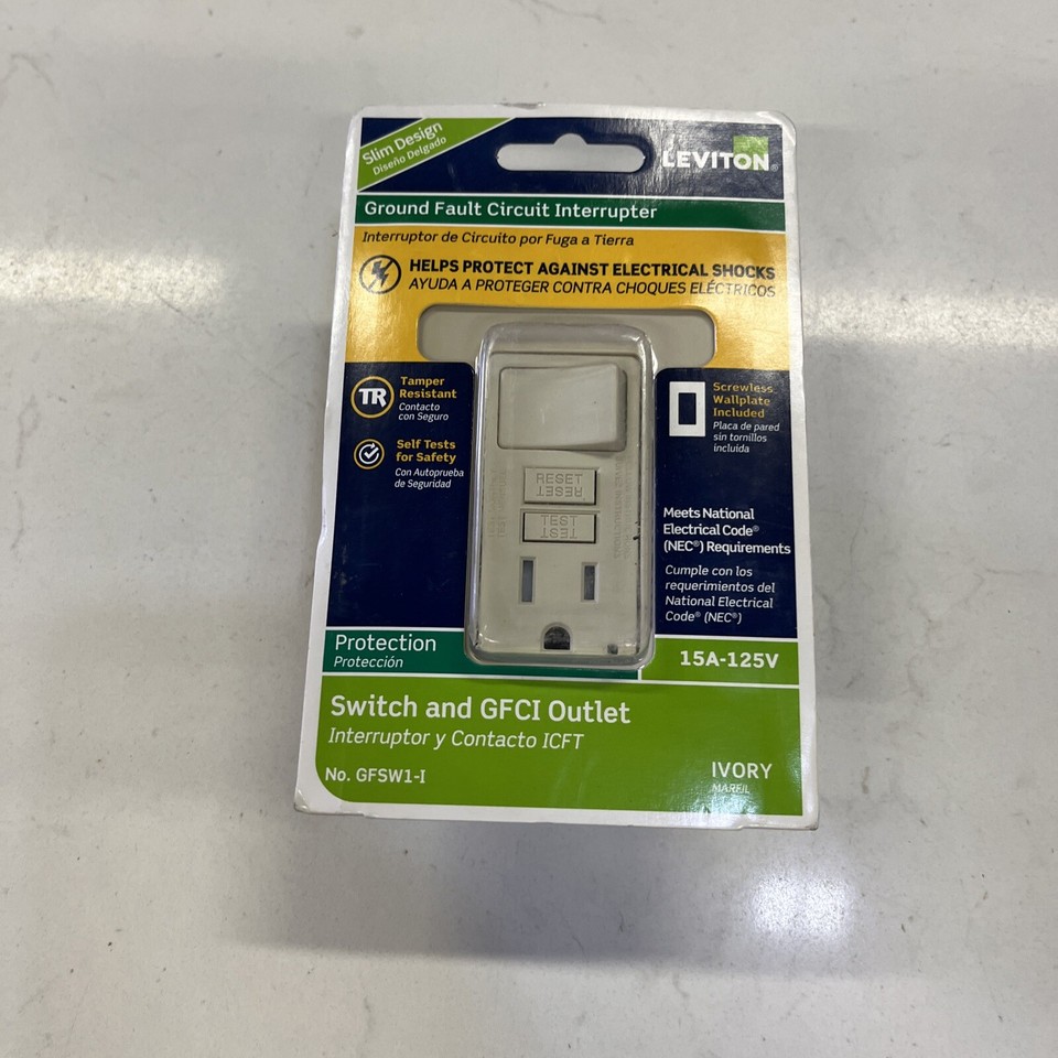 NEW Leviton Ground Fault Circuit Interrupter Switch & GFCI Outlet Ivory ...