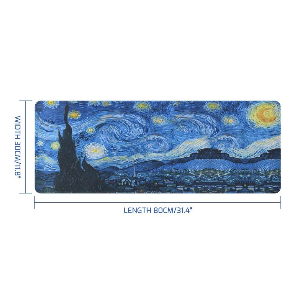Starry Night Mouse Pad Van Gogh Desk Pad 31.4 x 11.8 Inch Desk Mat Game ...