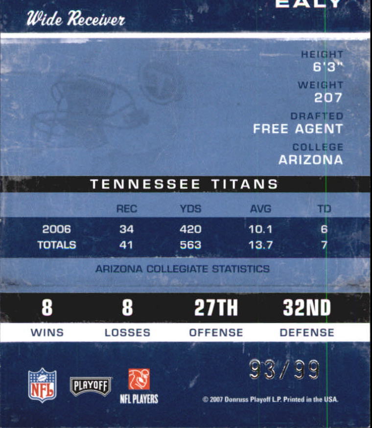 2007 Playoff Contenders Playoff Ticket Titans Football Card #113 Biren ...