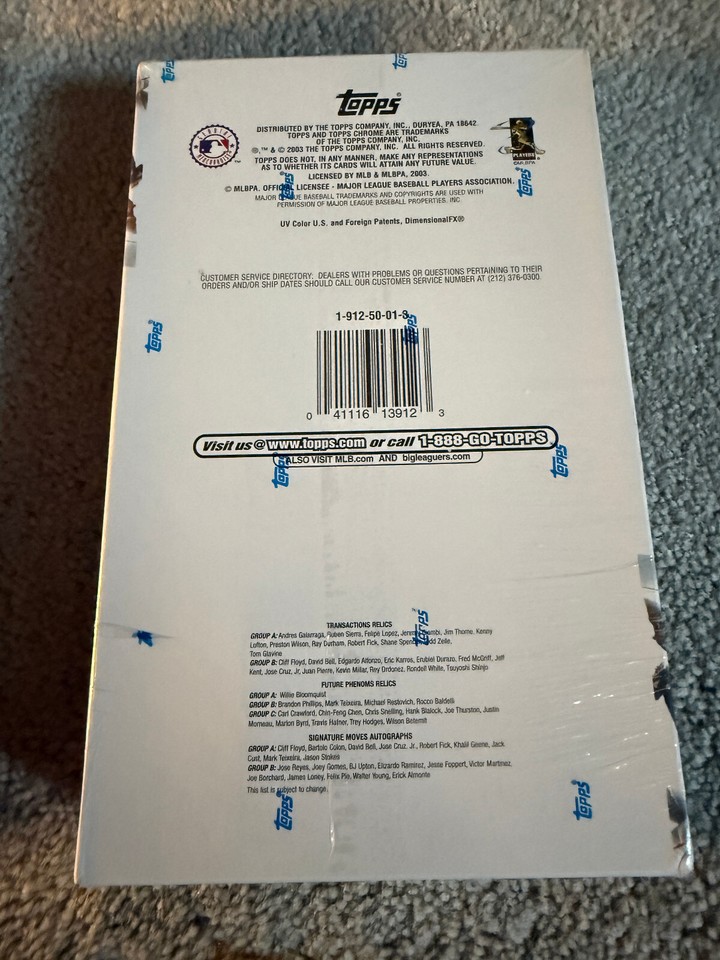 2003 Topps Baseball Traded And Rookies Factory Sealed Hobby Box LOWEST ...