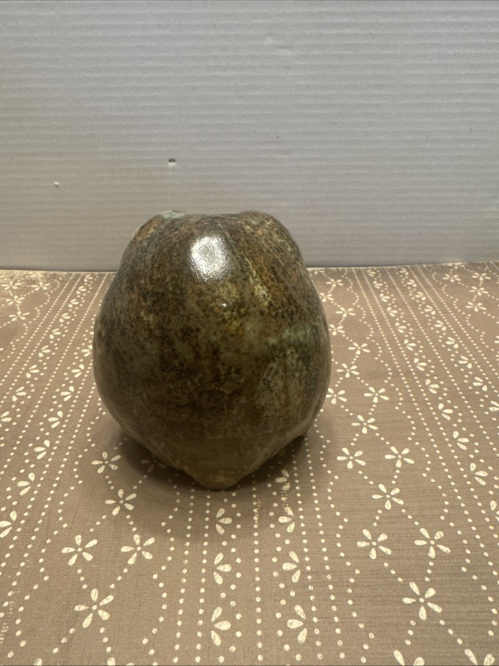 Art Pottery Organic Glazed Brown Splatter Small Owl Bird Figurine | eBay