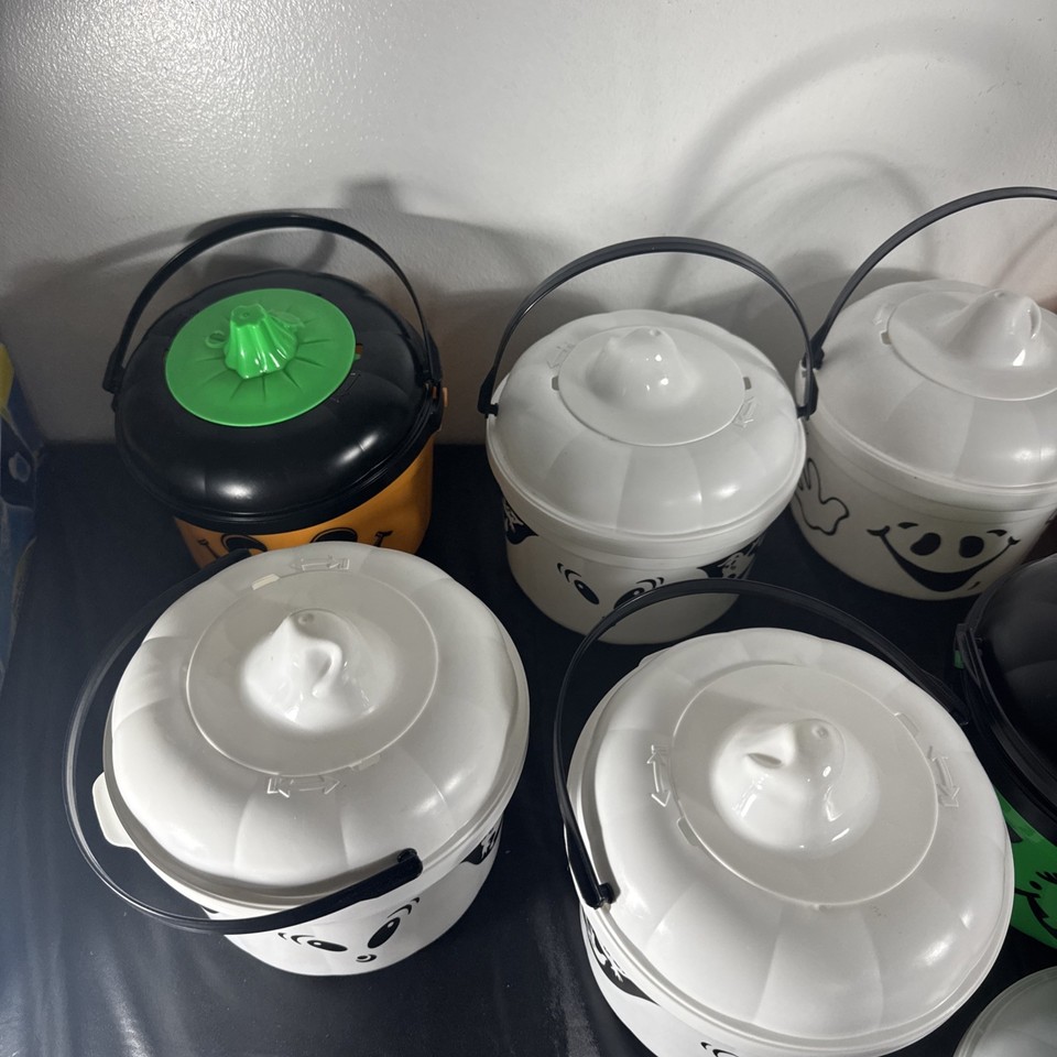 Vtg McDonalds Halloween Boo Buckets Lot of 11 Complete with Lid Handle ...