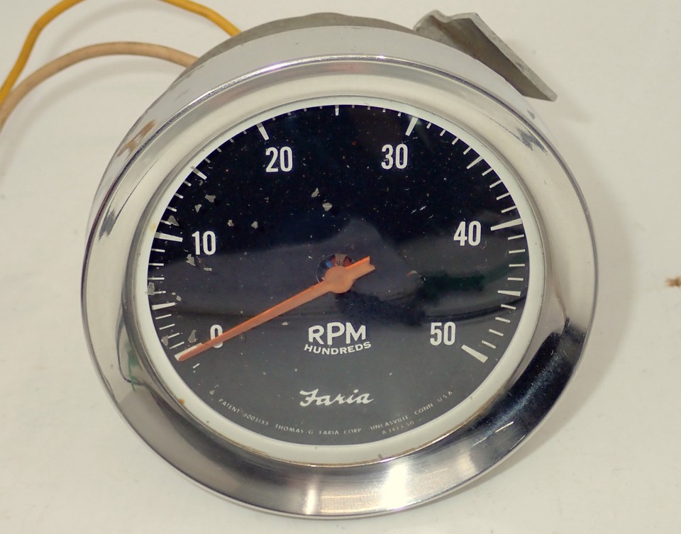 Vintage Faria 5,000 RPM Tachometer Ford Car Truck Marine 8 Cylinder ...