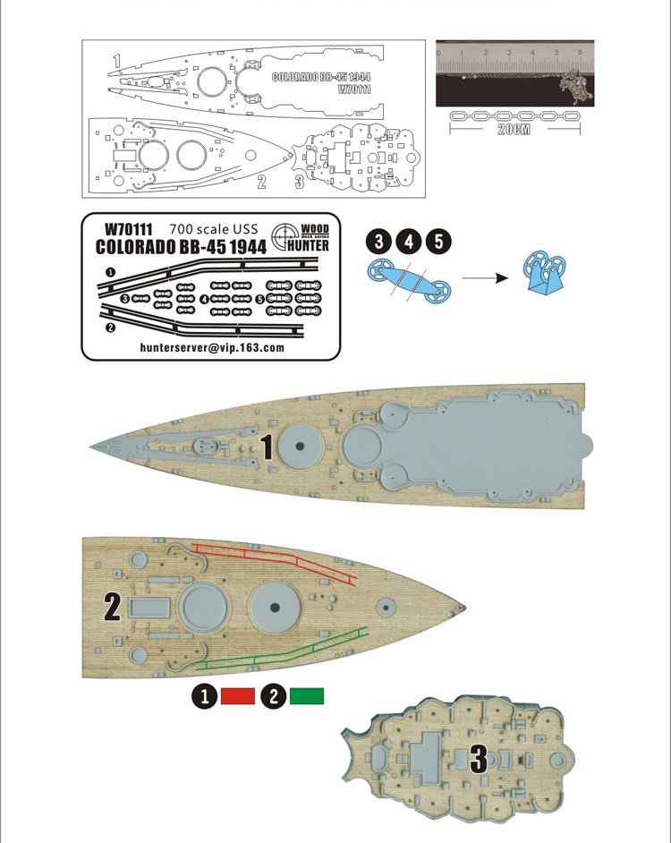 Hunter W70111c 1/700 USS Colorado BB-45 1944 Wooden Deck (For Trumpeter ...