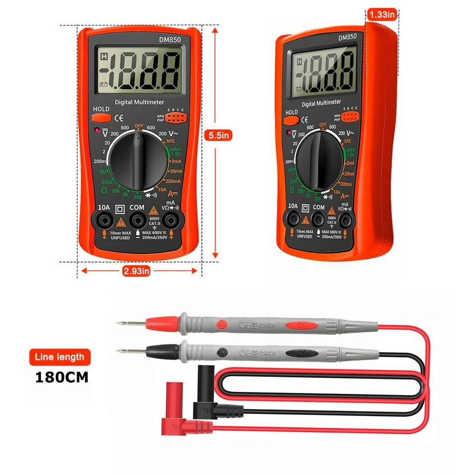 LCD Digital Multimeter Voltmeter Ammeter Ohmmeter Volt AC DC Tester ...