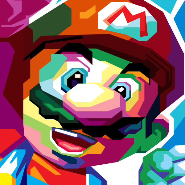 Nintendo SUPER MARIO Bros Poster Abstract Wpap Pop Art on CANVAS Wall ...