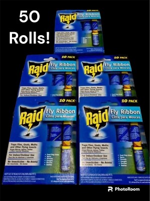 Lot of 5 Raid Glue Strip Ribbon Flying Insect Bug Trap 10 Pk/50 Rolls ...