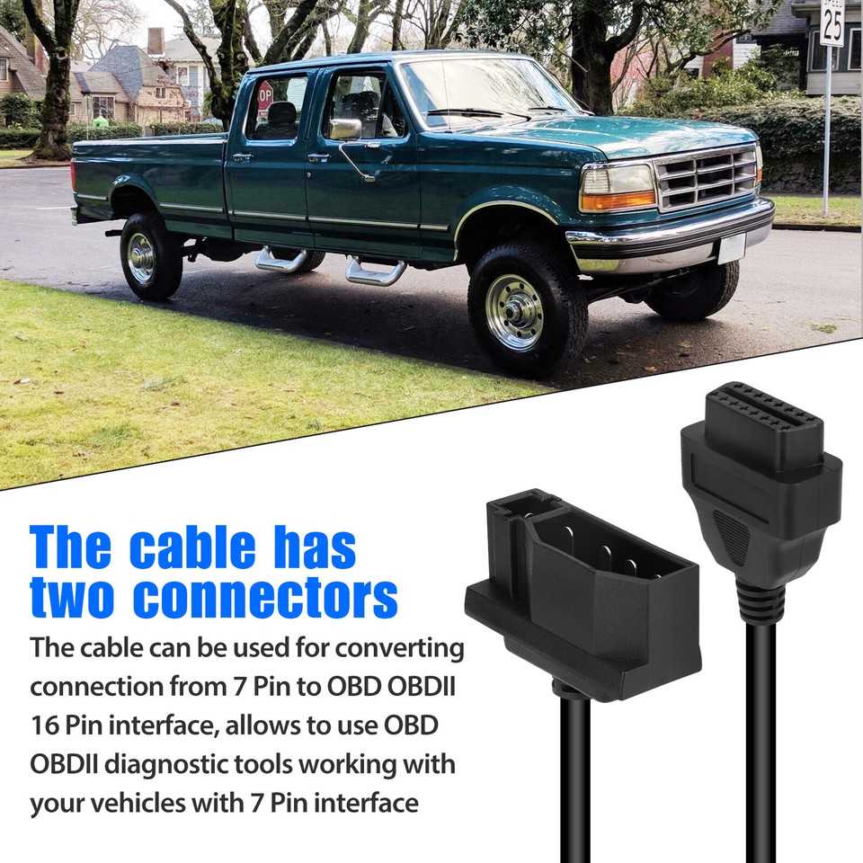 For Ford 7 pin OBD1 to OBD2 Adapter Code Reader Scanner Check Engine ...