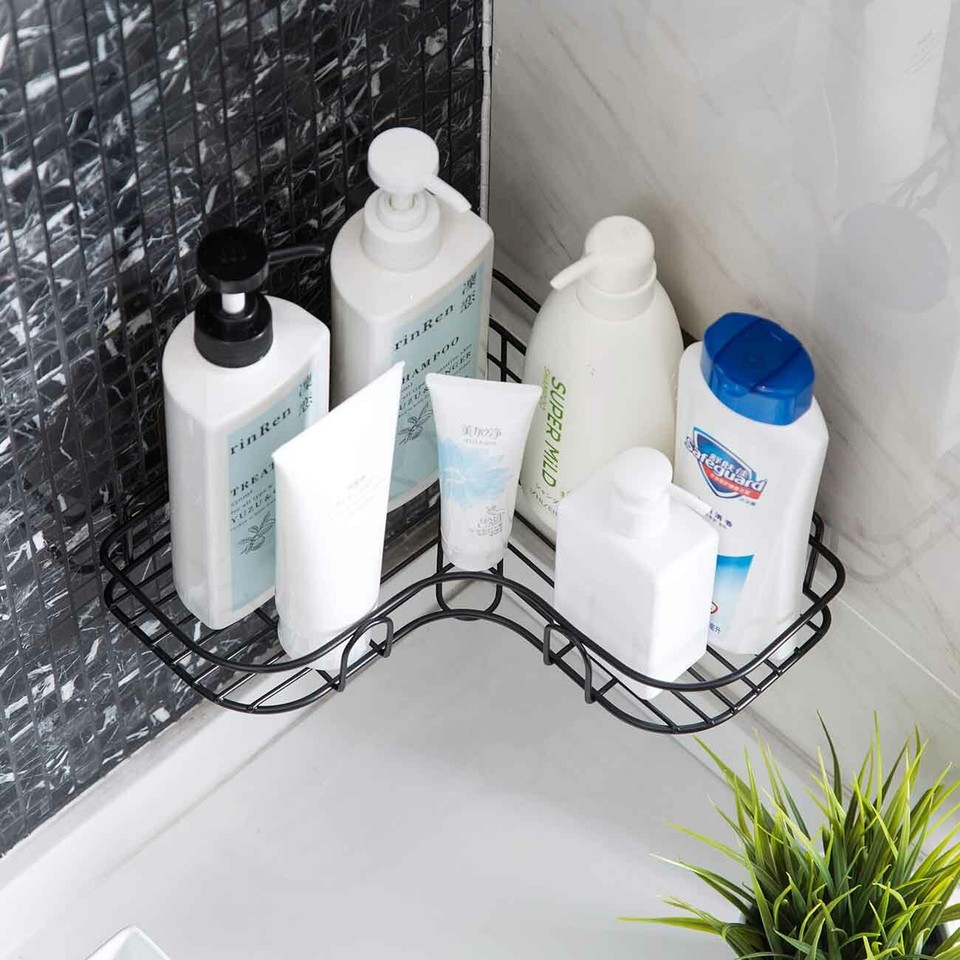 Kitchen Bathroom Shower Triangular Corner Caddy Rack Wall Shelf ...