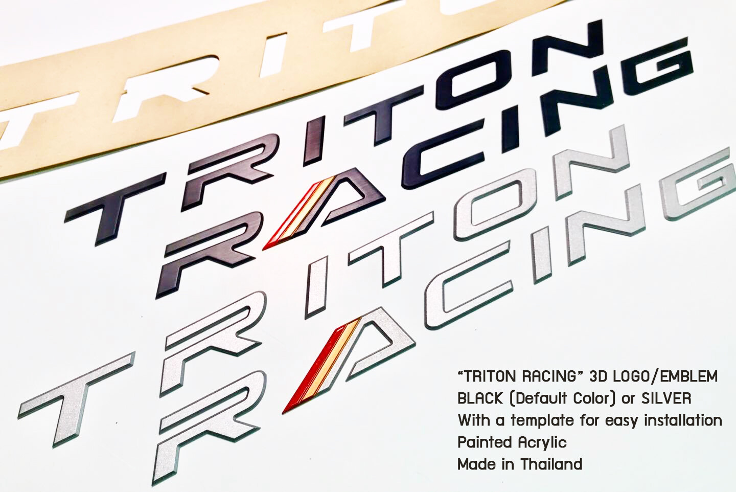 TRITON RACING FRONT HOOD 3D LOGO EMBLEM BADGE LETTER For Mitsubishi ...