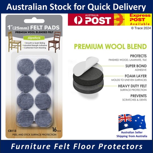 25mm Chair Leg Felt Floor Protector Pads - Wool Blend, Self Adhesive ...