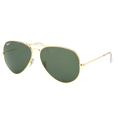 Authentic Ray Ban RB 3025 001/58 Gold Metal Aviator Green Polarized ...