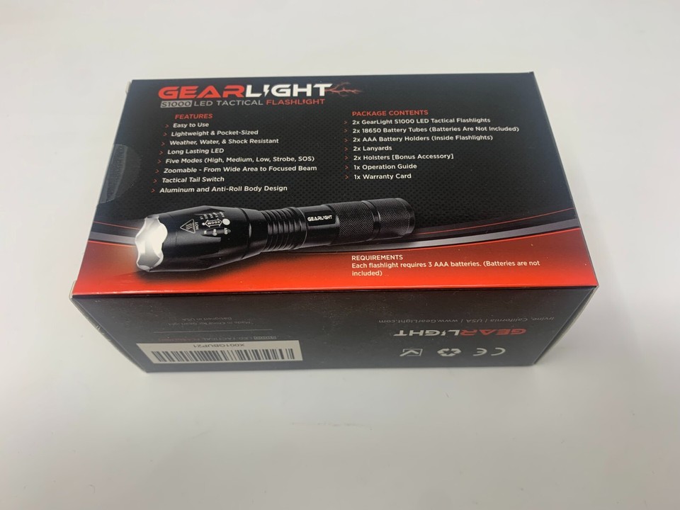 Gearlight LED Tactical Flashlight S1000 [2 PACK] - High Lumen, Zoomable ...