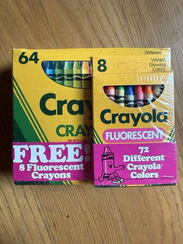 Vintage Crayola Crayons – 64 Count + Bonus 8 Fluorescent Rare 1980s ...