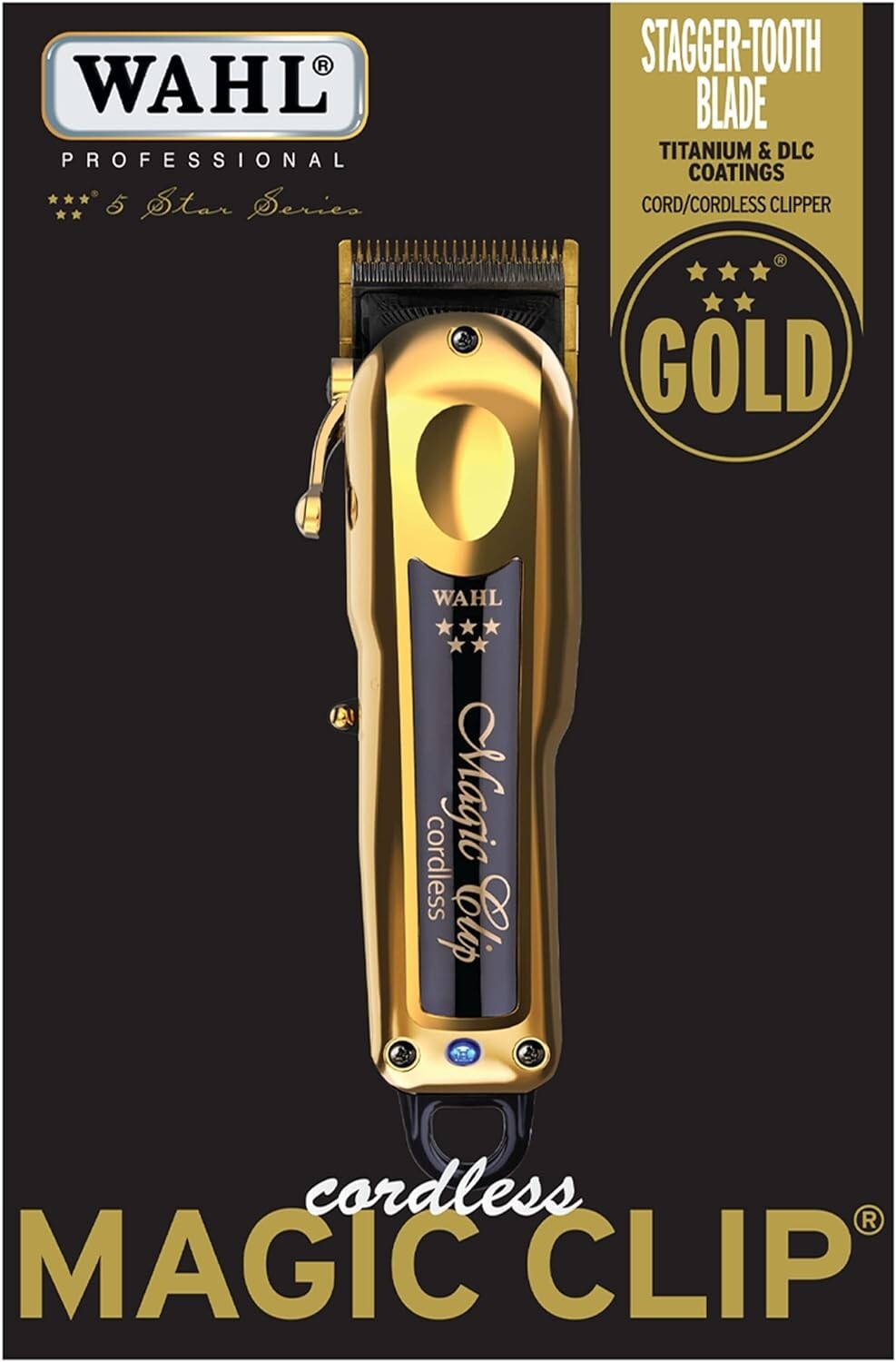 Wahl Professional 5 Star Gold Cordless Magic Clip Hair Clipper Model ...