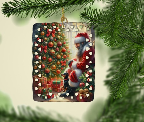 Miniature Pinscher and Santa Claus Porcelain Ornament DAC4142CO2 | eBay