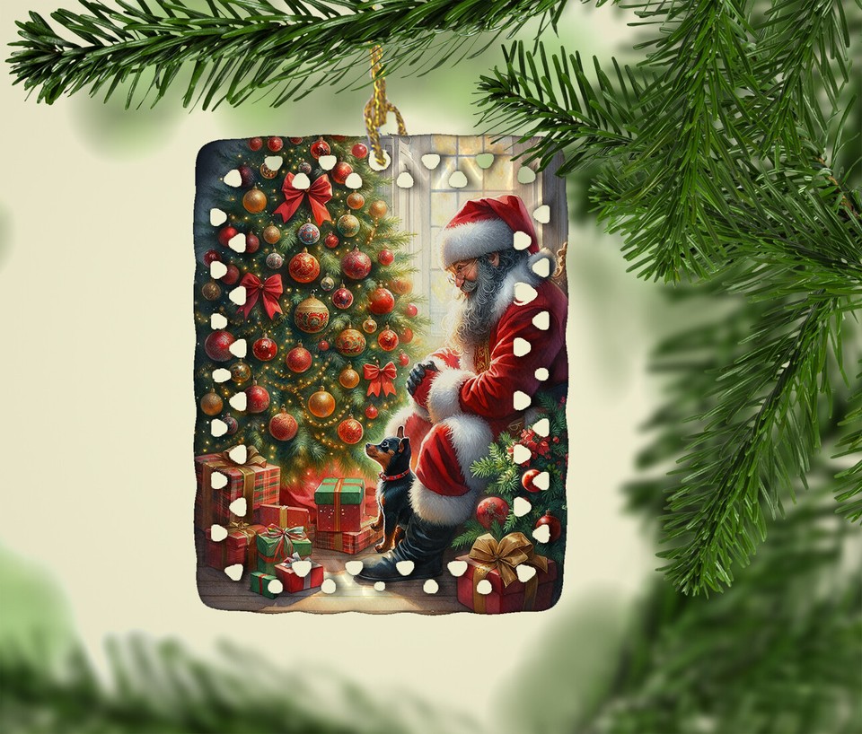 Miniature Pinscher and Santa Claus Porcelain Ornament DAC4142CO2 | eBay