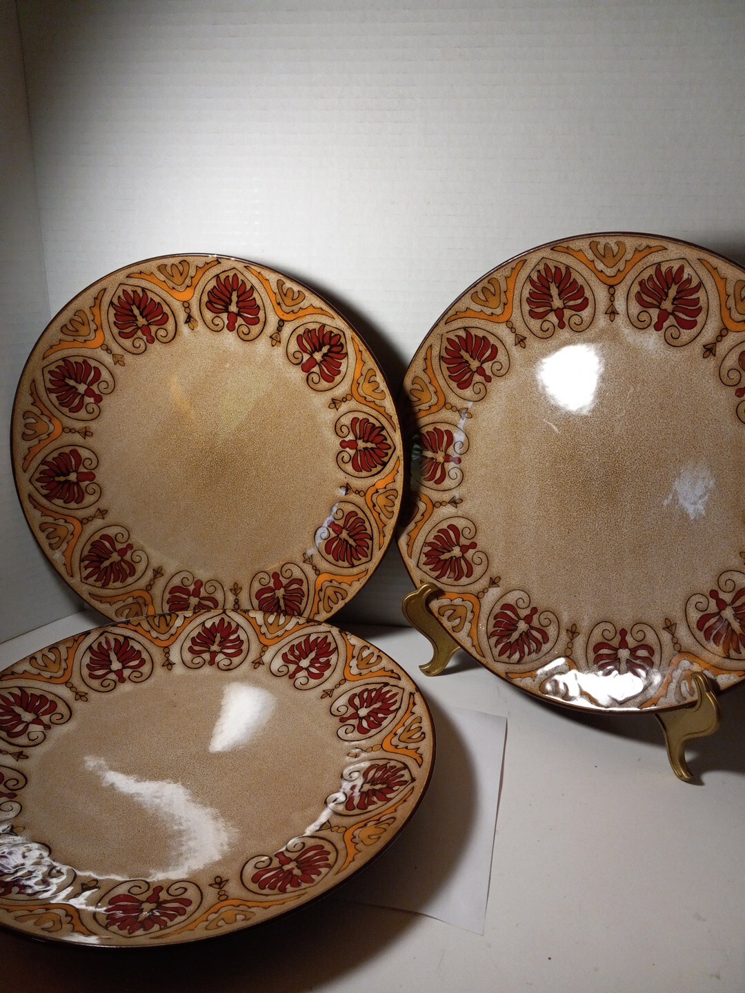 Rare Pier 1 Imports Myra Dinner Plates Set Of Three Hand-painted | eBay